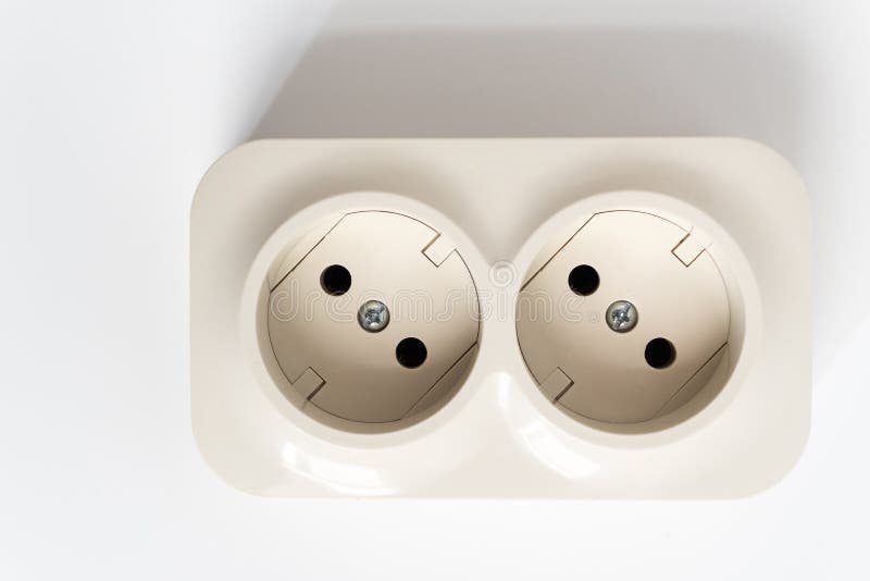 Double Socket on a White Background. Two Sockets, United by One ...