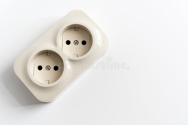 Double Socket on a White Background. Two Sockets, United by One ...