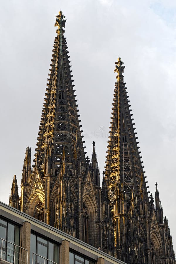 The Double Spire of the Cologne Cathedral Stock Image - Image of ...