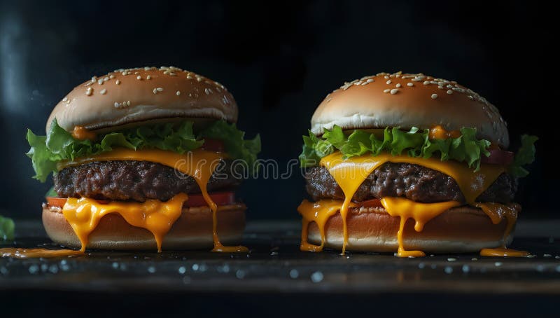 Double Stack Burgers Photographed To Perfection Stock Image - Image of ...