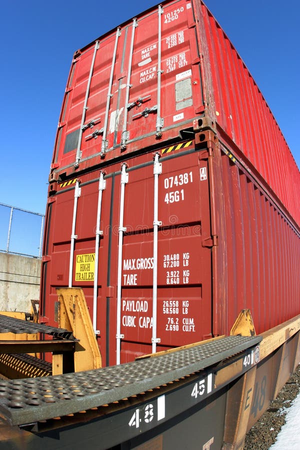 Double Stack Container Train Stock Photo - Image of carrier, dock: 12121714