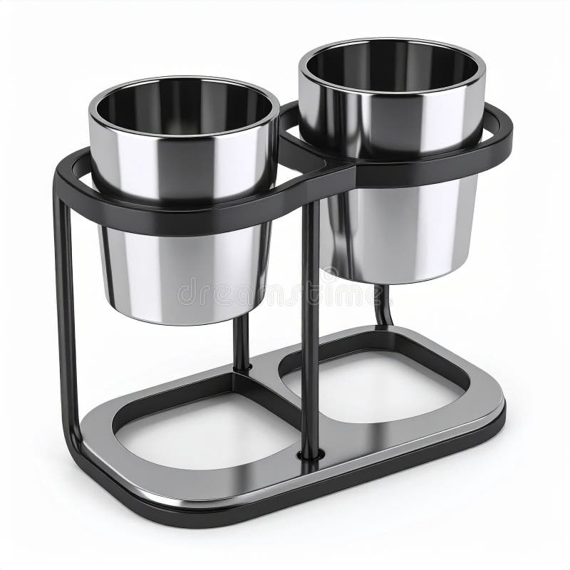 Double Stainless Steel Cup Holder with Black Stand Stock Illustration ...