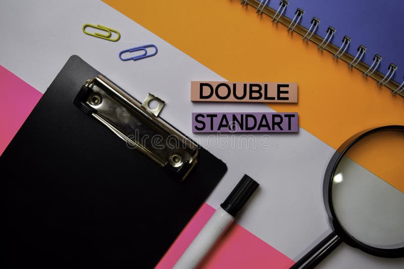 Double Standart Text on Sticky Notes with Color Office Desk Concept ...