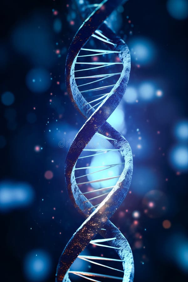 Double - Stranded Blue and White Structure Against Blue Background ...