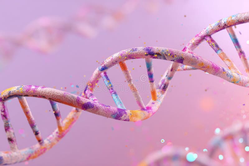 A Double-stranded Strand of DNA is Set Against a Rainbow-hued ...
