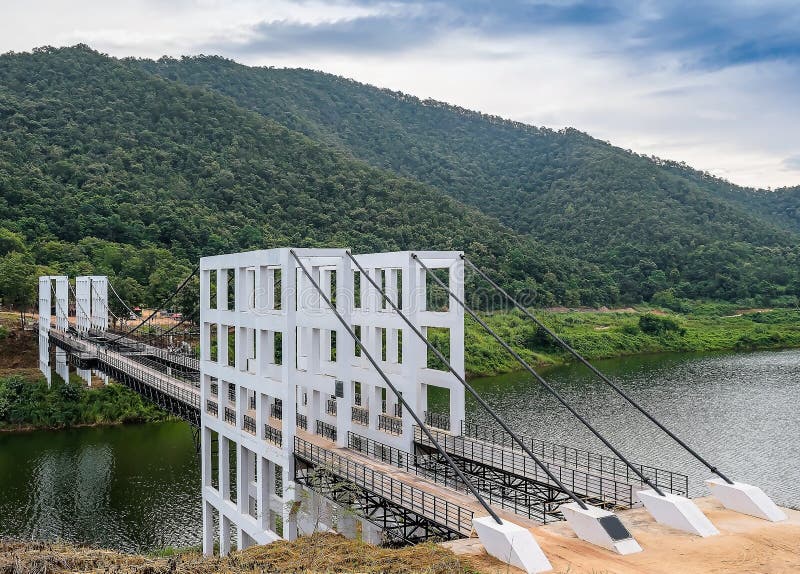 Double suspension bridge stock image. Image of mountain - 131912097