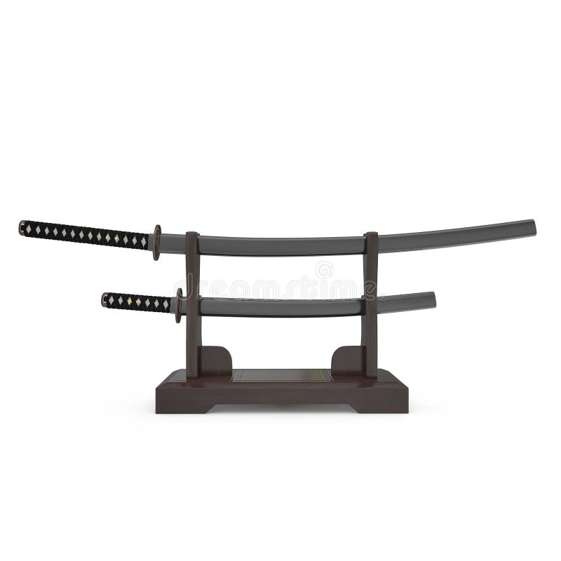 Double Sword Stand for Samurai Katana and Wakizashi. 3D Illustration ...