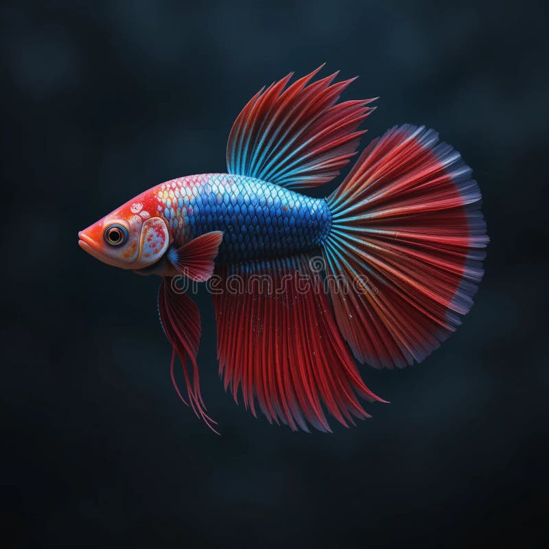 A Double-tail Betta Fish with a Split-color Pattern Representing the ...