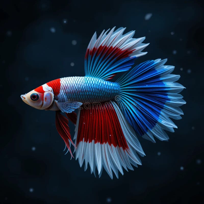 A Double-tail Betta Fish with a Split-color Pattern Representing the ...