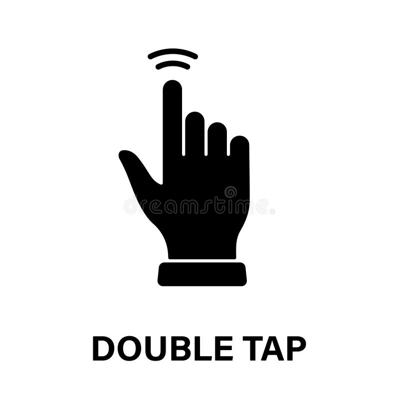 Double Tap Gesture, Hand Cursor of Computer Mouse Black Silhouette Icon ...