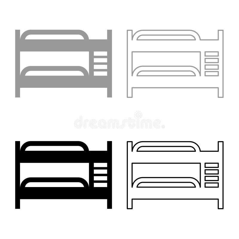 Double Tier Bunk Bed Set Icon Grey Black Color Vector Illustration ...
