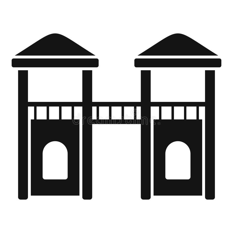 Double Tower Connected by Bridge on Kids Playground Icon Stock Vector ...