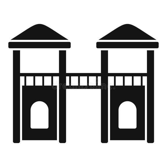 Double Tower Connected by Bridge on Kids Playground Icon Stock Vector ...