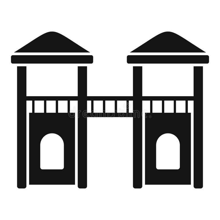 Double Tower Connected by Bridge on Kids Playground Icon Stock Vector ...