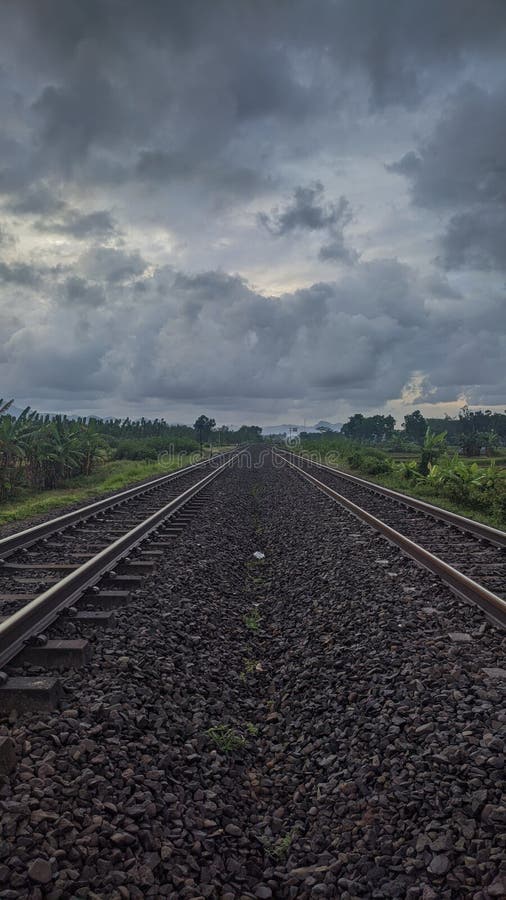 Double track rail way stock photo. Image of track, morning - 263060378