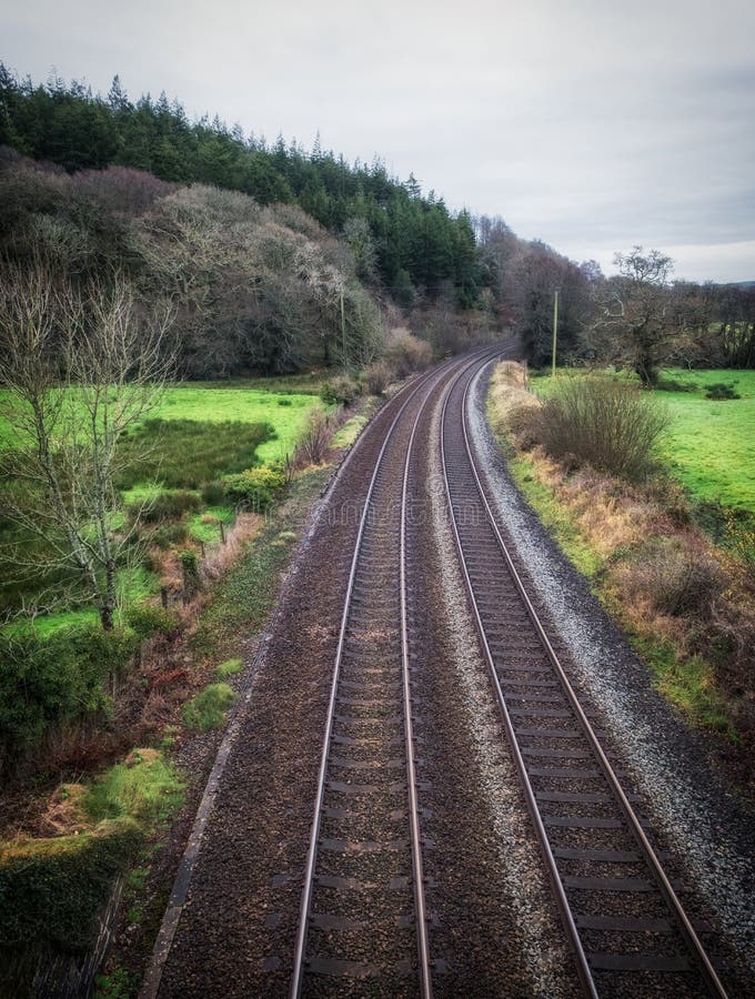 Double Trains Tracks in Cornwall Stock Image - Image of curve, country ...