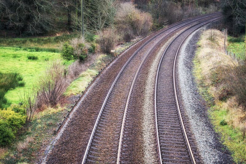 Double Trains Tracks in Cornwall Stock Photo - Image of cornish ...