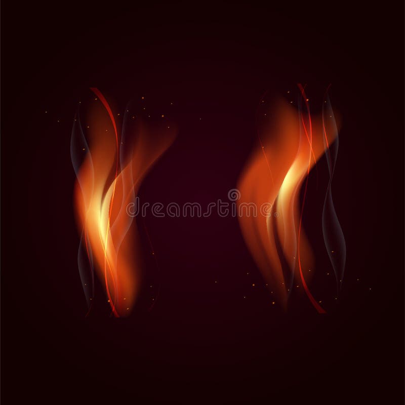 Double Transparent Torch Flame with Sparks and Smoke Stock Vector ...
