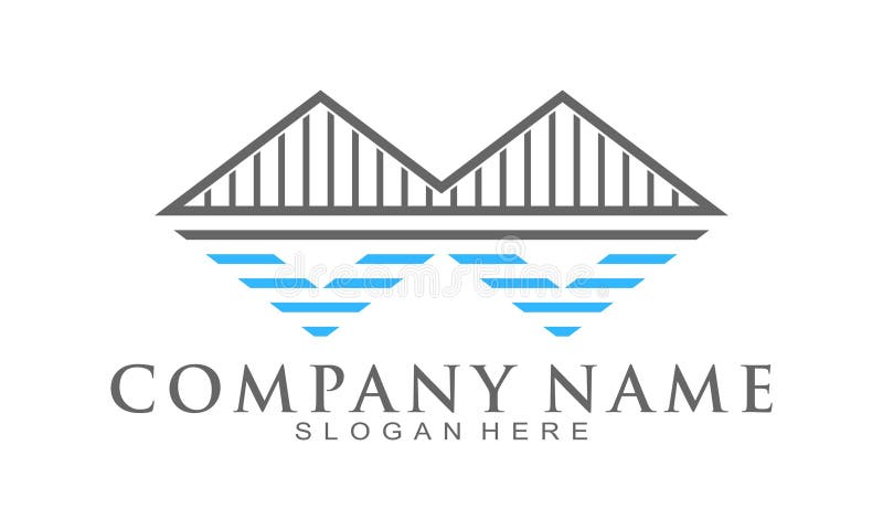 Double Triangle River Bridge Logo Design Vector Stock Vector ...