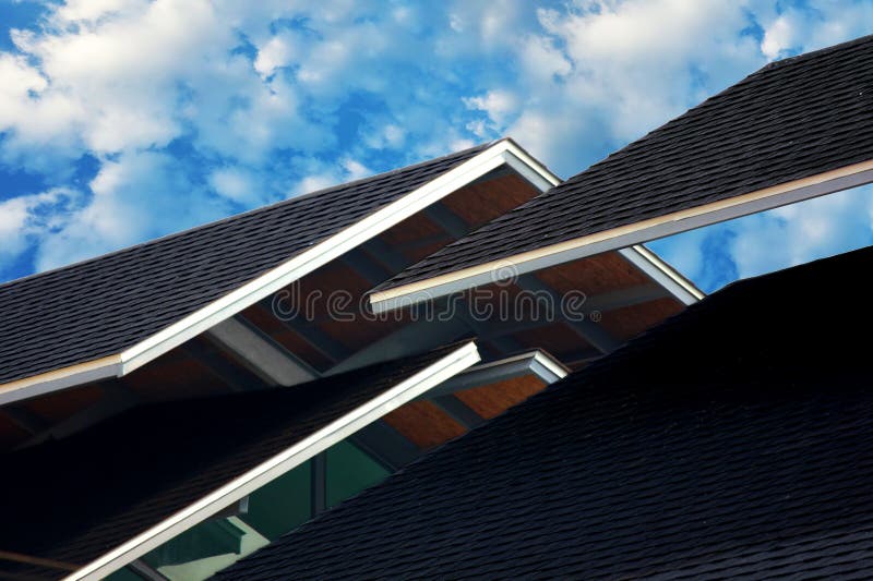 Double Triangle Roof Structure Design Against Blue Sky White Cloud ...