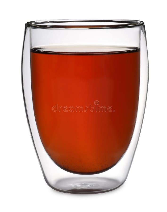Double Wall Glass with Tea Isolated on White Stock Photo - Image of ...
