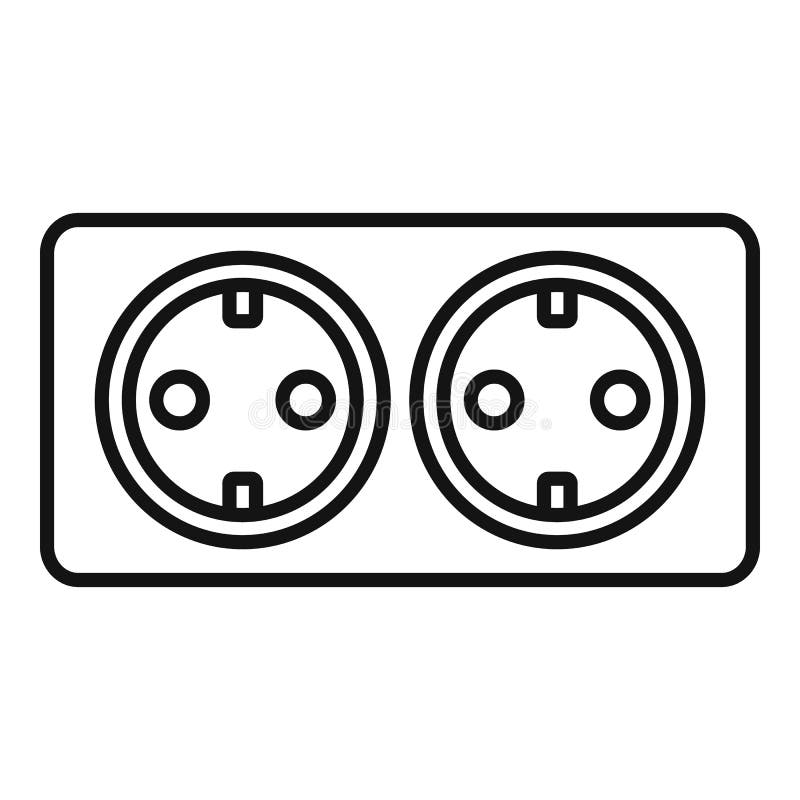 Double Wall Power Socket Icon, Outline Style Stock Vector ...