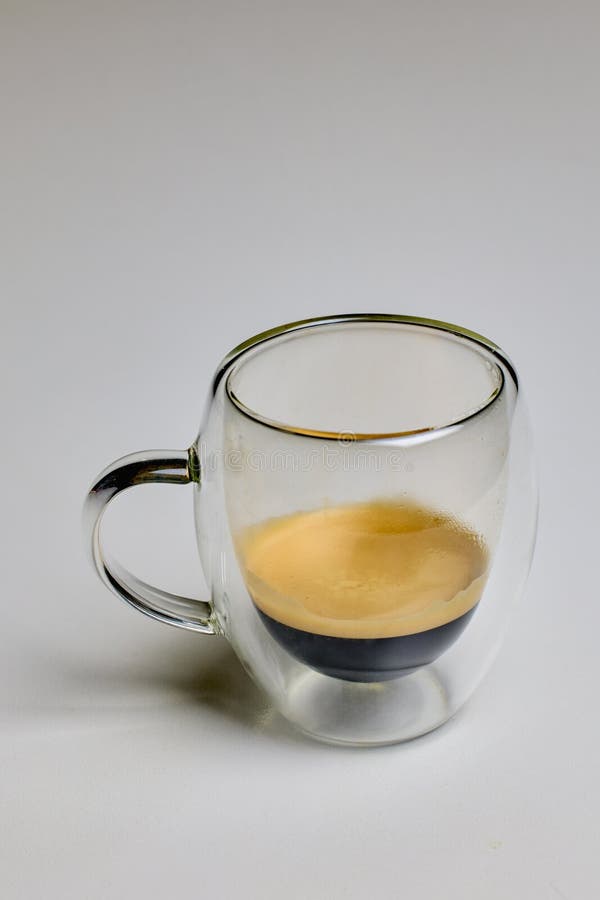 A Double-walled Glass Mug with Coffee Stock Image - Image of drink ...