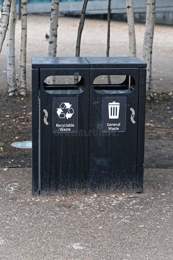 Double Waste Bin stock photo. Image of black, sorting - 152625800
