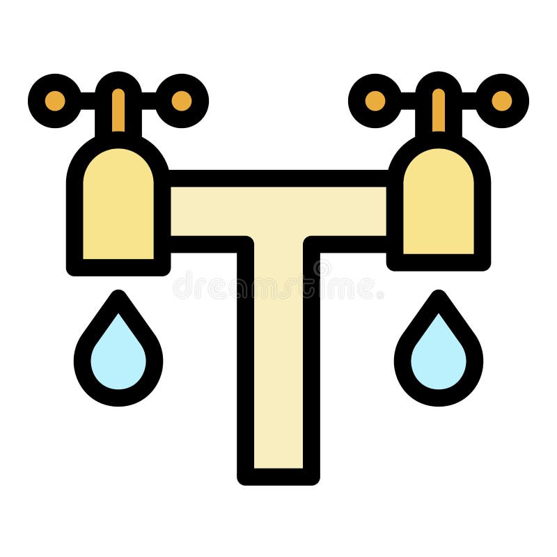 Double Water Tap Icon Color Outline Vector Stock Vector - Illustration ...