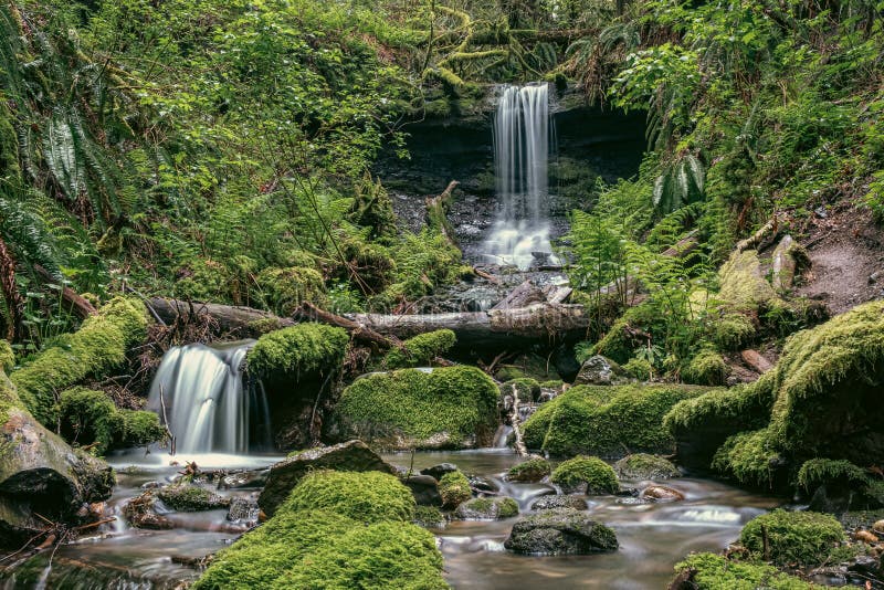 Double waterfall stock image. Image of stream, creek - 246831869