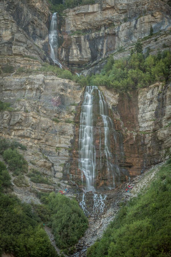 Double Waterfalls in the Summer Stock Image - Image of double, green ...