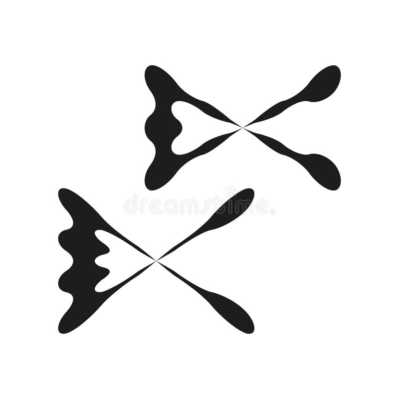 Double Wave Icon. Symmetrical Abstract Shape. Black Fluid Element ...