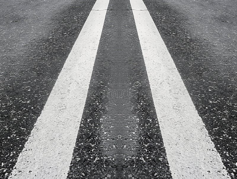 Double White Lines on Asphalt Road Stock Image - Image of parallel ...