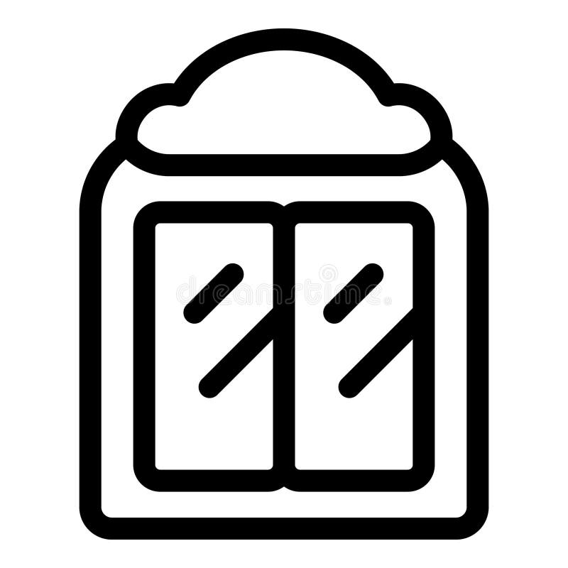 Double Window with Snow on Top Line Icon, Vector Illustration Stock ...