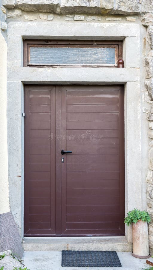 Double-wing Front Door Brown Stock Photo - Image of feature, interior ...