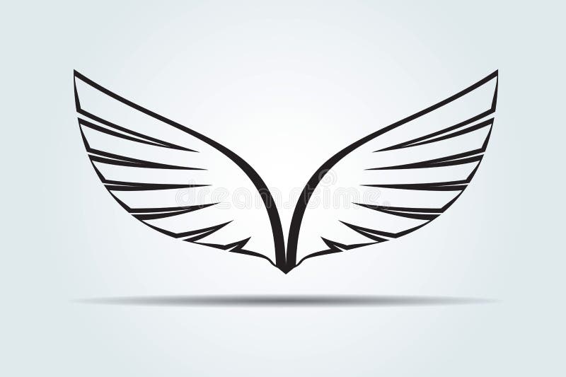 Double Wings. Vector Illustration and Outline Icon Stock Vector ...