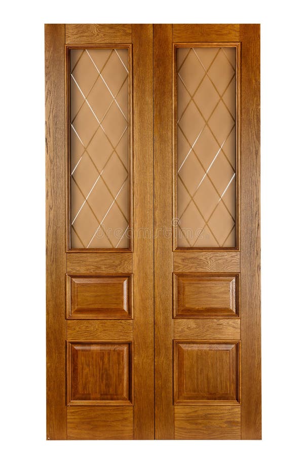 Double Wooden Door Front View Isolated on White Stock Photo - Image of ...