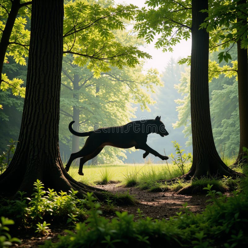 A Doubleexposure Image Featuring a Tranquil Forest Scene Layered with a ...