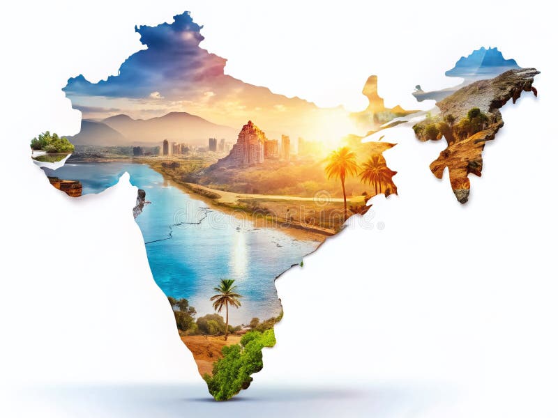 A DoubleExposure World Map with a Focus on India an Artistic ...