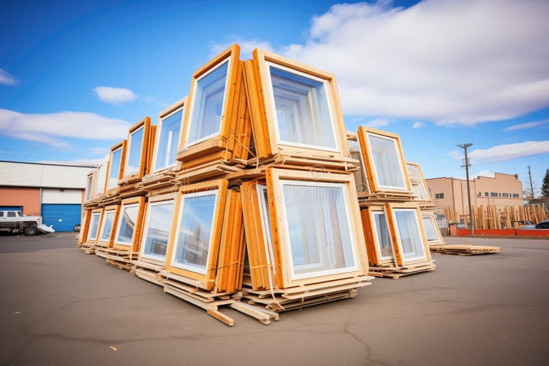 Doubleglazed Windows Stacked for Shipment Stock Illustration ...