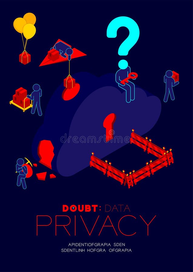 Doubt Data Privacy Problem Concept, Man Pictogram Question Mark Head ...