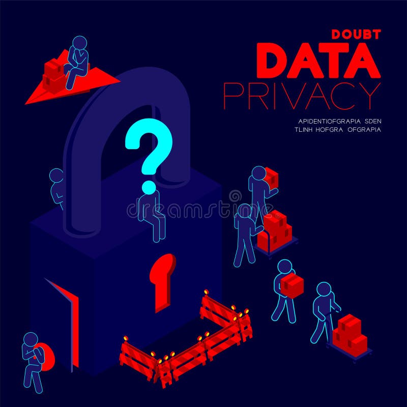 Doubt Data Privacy Problem Concept, Man Pictogram Question Mark Head ...