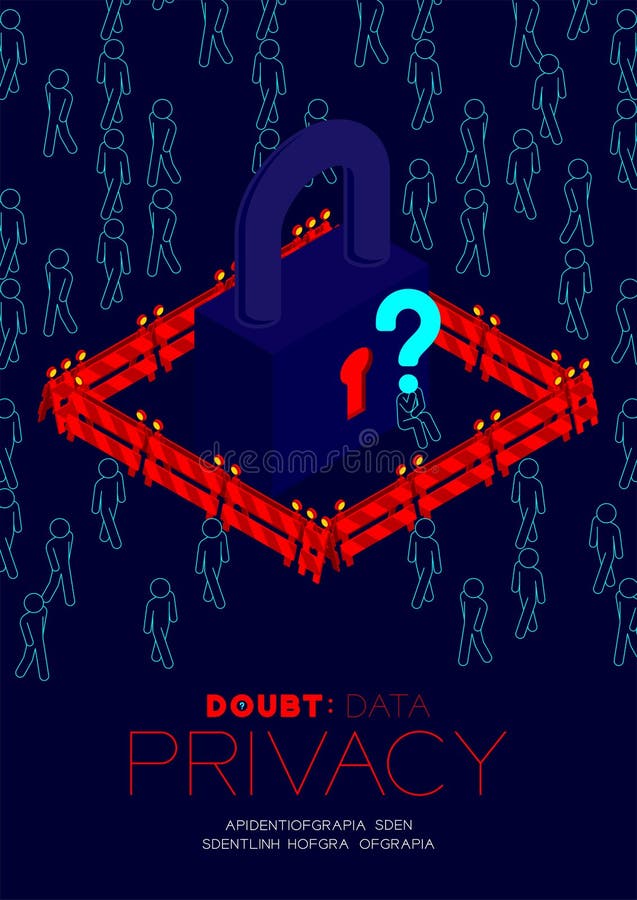 Doubt Data Privacy Problem Concept, Man Pictogram Question Mark Head ...