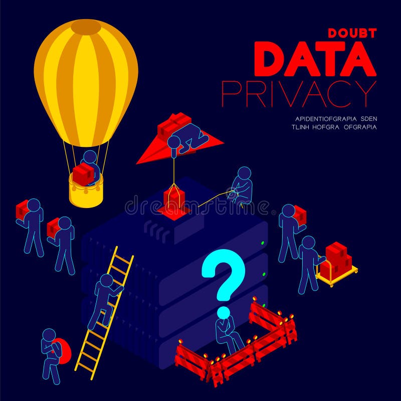 Doubt Data Privacy Problem Concept, Man Pictogram Question Mark Head ...