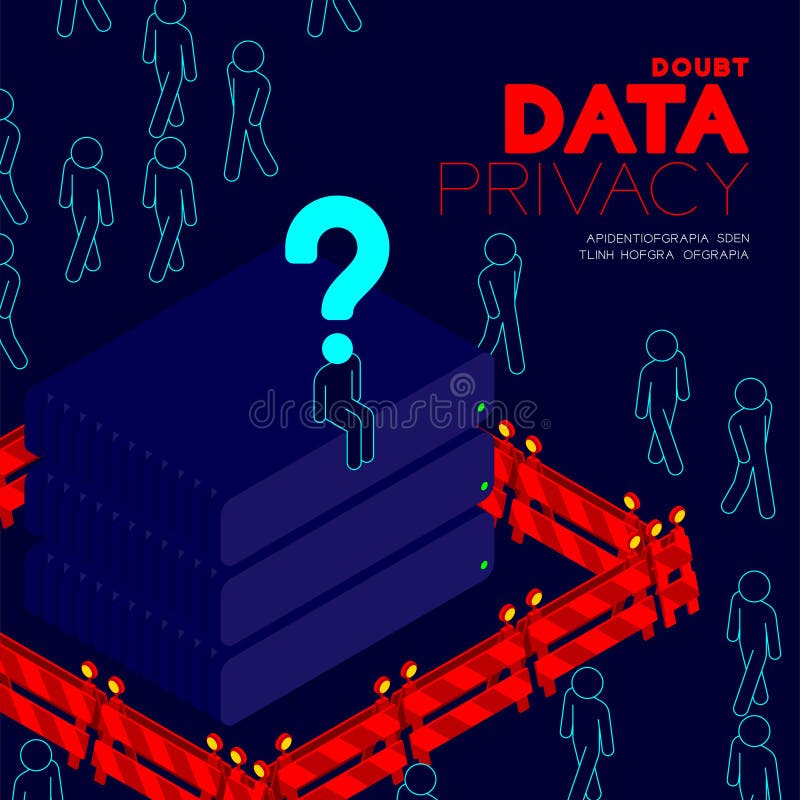 Doubt Data Privacy Problem Concept, Man Pictogram Question Mark Head ...