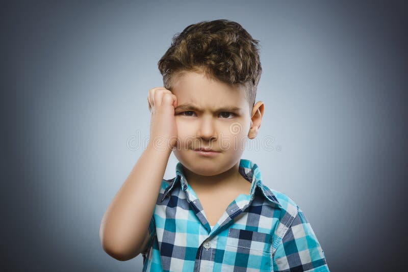 Doubt Expression People Concept Boy Thinking Over Gray Background Stock ...