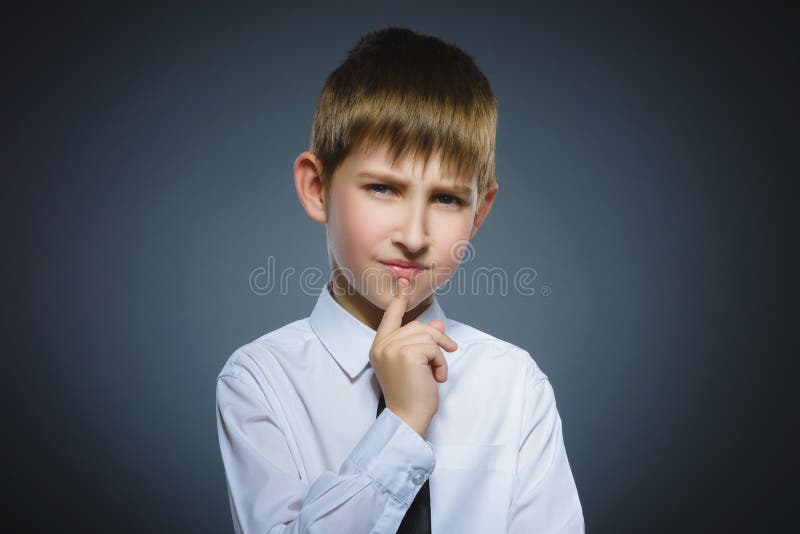 Doubt Expression People Concept Boy Thinking Over Gray Background Stock ...