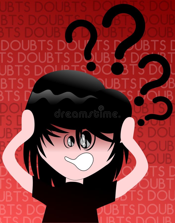 Terrified Girl with Doubts stock illustration. Illustration of ...