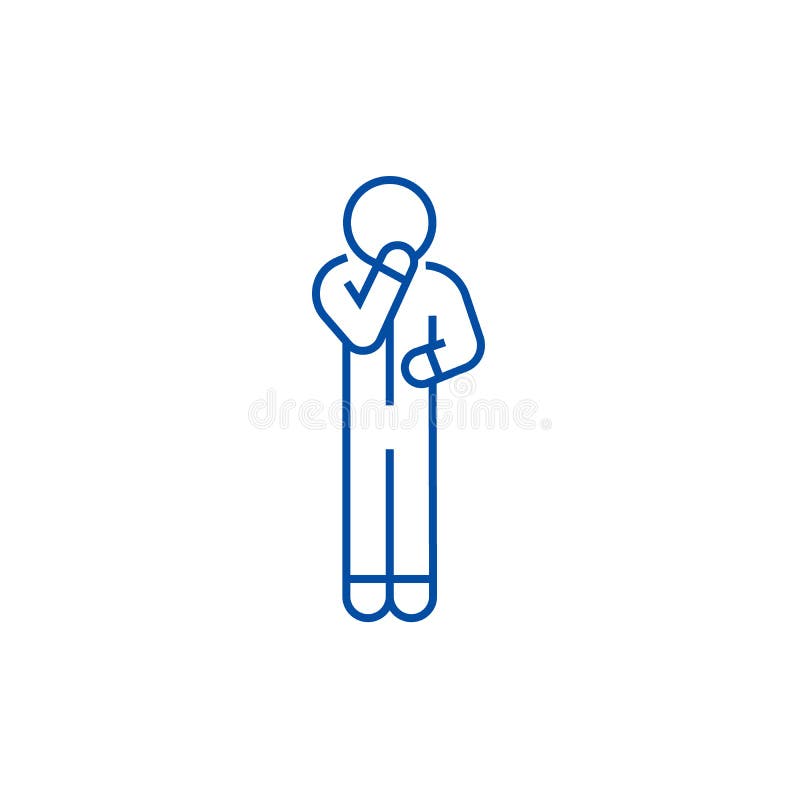 Doubt Man Line Icon Concept. Doubt Man Flat Vector Symbol, Sign ...