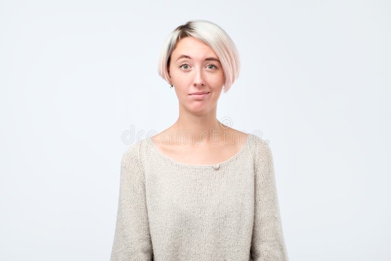 Doubt, Mistrust, Distrust Concept. Doubtful Woman Looking with ...